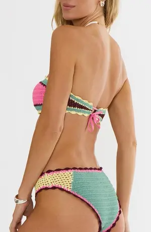 Beach Riot Crochet Bandeau Swim Top - Raspberry Bloom Crochet