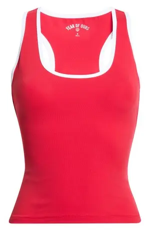 Year Of Ours Back Cutout Tank - Cherry/white