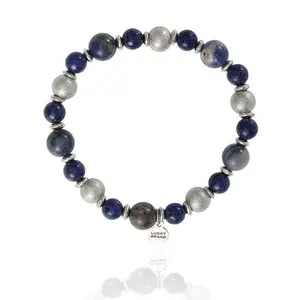 Lucky Brand Sodalite & Silver-tone Beaded Stretch Bracelet - Blue