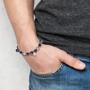 Lucky Brand Sodalite & Silver-tone Beaded Stretch Bracelet