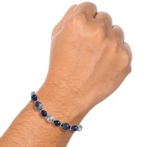 Lucky Brand Sodalite & Silver-tone Beaded Stretch Bracelet