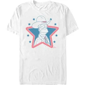 THE SIMPSONS Western Cowboy Homer Short Sleeve Graphic T-shirt - White