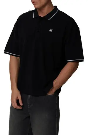 GOOD FOR NOTHING Oversized Polo - Black