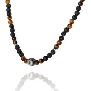 Lucky Brand Lava Rock & Tiger Eye Beaded Necklace - Black