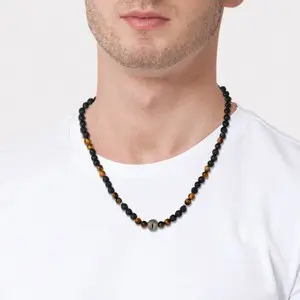 Lucky Brand Lava Rock & Tiger Eye Beaded Necklace