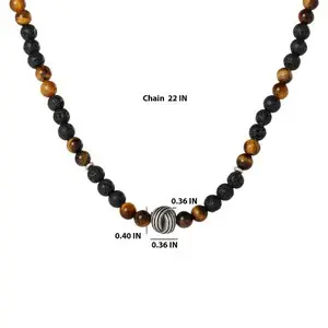Lucky Brand Lava Rock & Tiger Eye Beaded Necklace