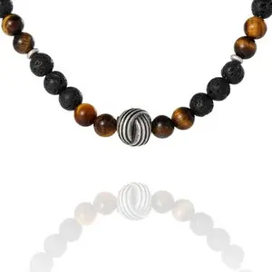 Lucky Brand Lava Rock & Tiger Eye Beaded Necklace