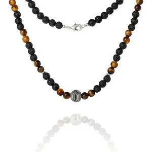 Lucky Brand Lava Rock & Tiger Eye Beaded Necklace