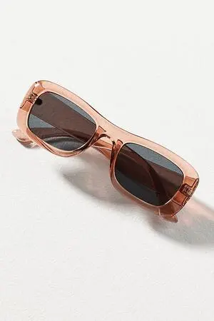Anthropologie Flat-top Curved Rectangle Sunglasses - Translucent Cocoa