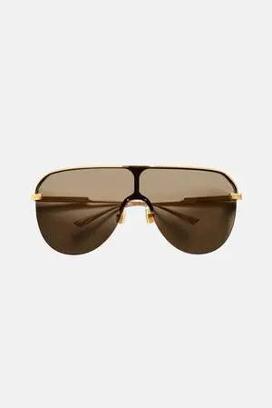 Bottega Veneta Long Ribbon Shield Sunglasses - Gold