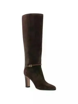 Valentino Garavani Suede Vlogo Buckled Boots - Brown