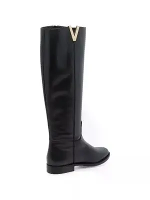 VIA ROMA 15 V-logo Leather Knee-high Boots