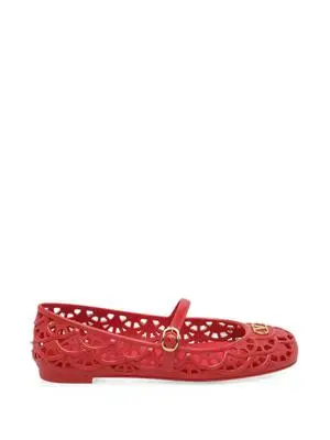 Valentino Garavani Ondette Scallops Ballet Flats - Red