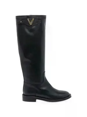 VIA ROMA 15 Logo-plaque Knee-high Boots - Black