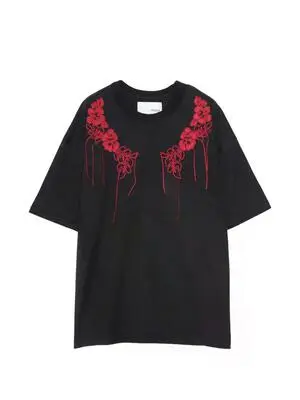 YOSHIOKUBO Floral-embroidered T-shirt - Black