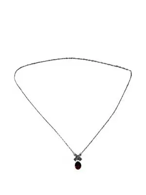 SWAROVSKI Red Crystal Pendant Necklace And Earrings Set - Grey
