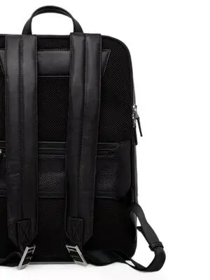 Guess Monaco Logo-plaque Pebbled-calf Leather Backpack