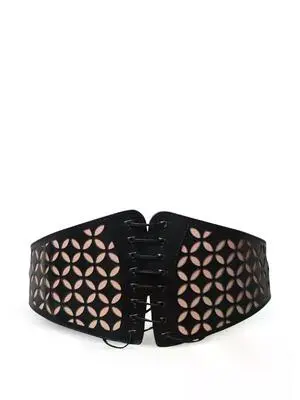 Alaïa Laser-cut Leather Waist Belt - Black