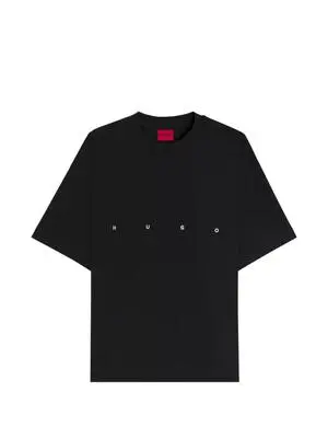 Hugo Oversize-fit Cotton T-shirt With Bold Printed Logo - Black