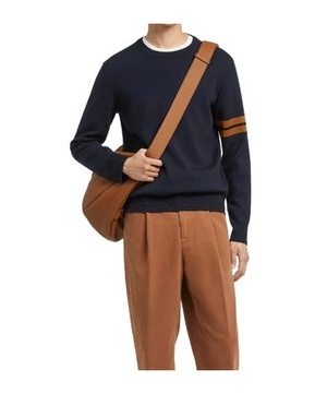 Zegna Wool Crew Neck Sweatshirt With Stripe Detail