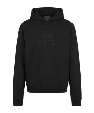Gucci Embroidered Cashmere Jersey Sweatshirt - Black
