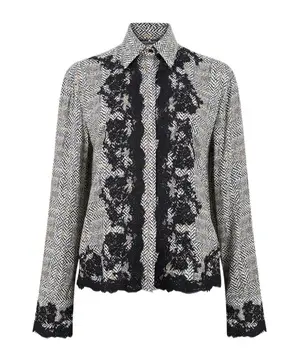 Ermanno Scervino Long Sleeve Lace Shirt - Black