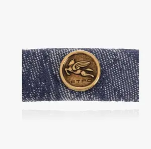 Etro Cotton And Linen Jacquard Hair Clip With Leafy Motif