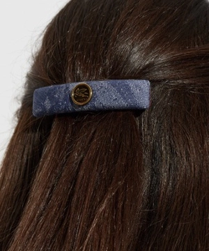 Etro Cotton And Linen Jacquard Hair Clip With Leafy Motif