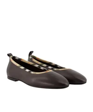 Burberry Check Trim Ballerina Flats - Black