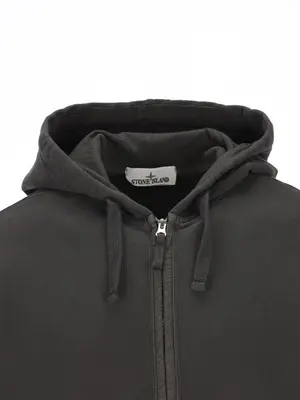 Stone Island Zip-up Compass Patch Hoodie - Leaden