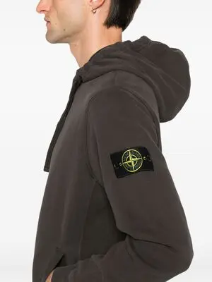 Stone Island Zip-up Compass Patch Hoodie - Leaden