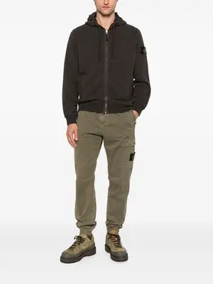 Stone Island Zip-up Compass Patch Hoodie - Leaden