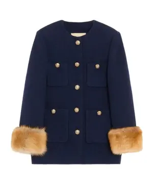 Valentino Garavani Caban In Plain Wool Tweed - Navy Blue