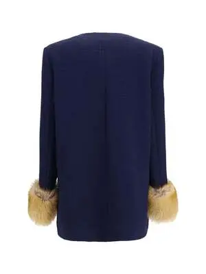 Valentino Garavani Tweed Button-up Caban - Navy Blue