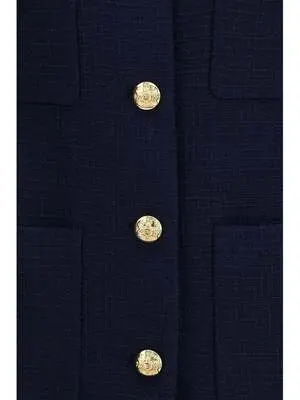 Valentino Garavani Tweed Button-up Caban - Navy Blue