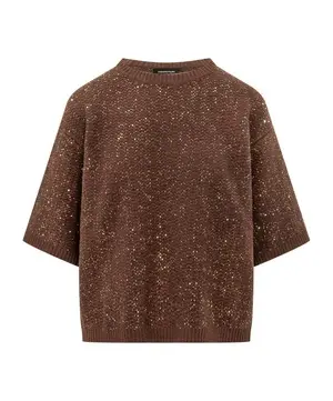 Fabiana Filippi Sequined Short-sleeve Knitted Top