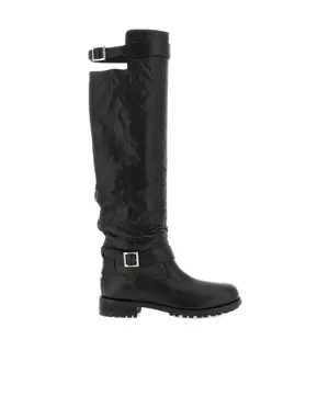 JIMMY CHOO Bikerkb Buckled Riding Boots - Black