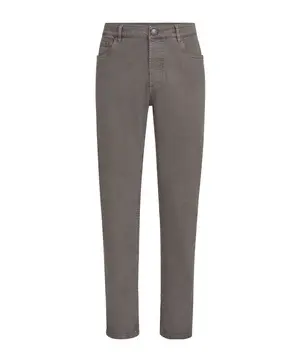Brunello Cucinelli Logo Patch Straight-leg Trousers - Gray