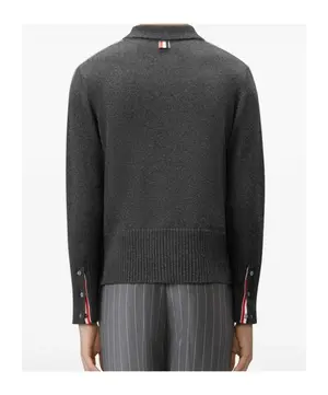 Thom Browne Baby Cable Stitch 4-bar Long Sleeve Polo Shirt