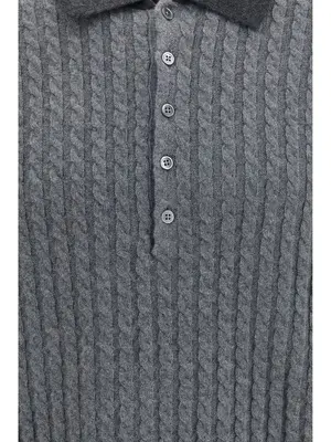 Thom Browne Baby Cable Stitch 4-bar Long Sleeve Polo Shirt