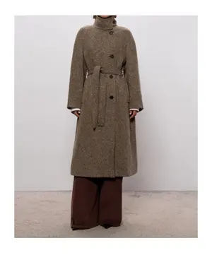 Brunello Cucinelli Belted Chevron Coat - Black