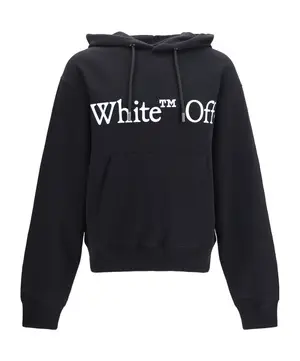 Off-White Drawstring Hooded Sweatshirt - Black
