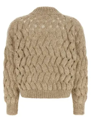 Brunello Cucinelli Dazzling Waves Openwork Knit Sweater
