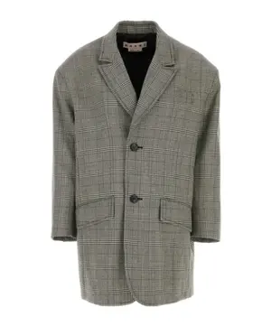 Marni Long-sleeved Plaid Coat - Grey / Checked