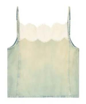 DIESEL® Lace Trim Denim Top