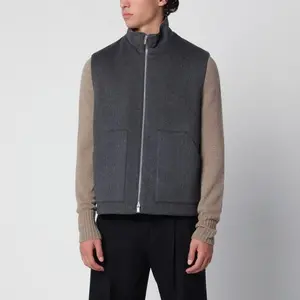 LARDINI High Neck Zip Vest - Black