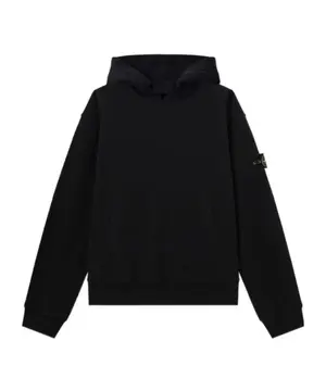 Stone Island Logo Patch Pouch Pocket Hoodie - Black