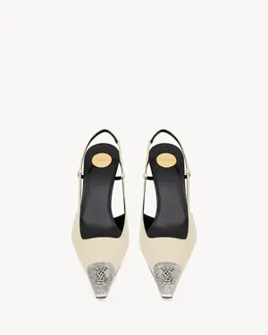 Saint Laurent Jeanne Slingback Pumps In Smooth Leather