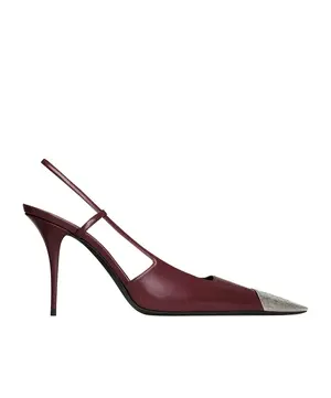 Saint Laurent Jeanne Slingback Pumps In Smooth Leather - Red
