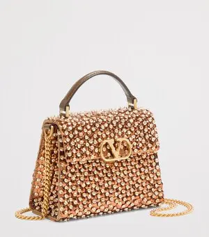 Valentino Garavani Mini Silk Embellished Vsling Top-handle Bag